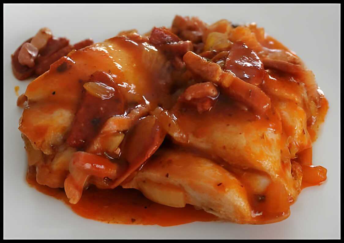 Recette de Sauté de poulet au chorizo et sauce tomate