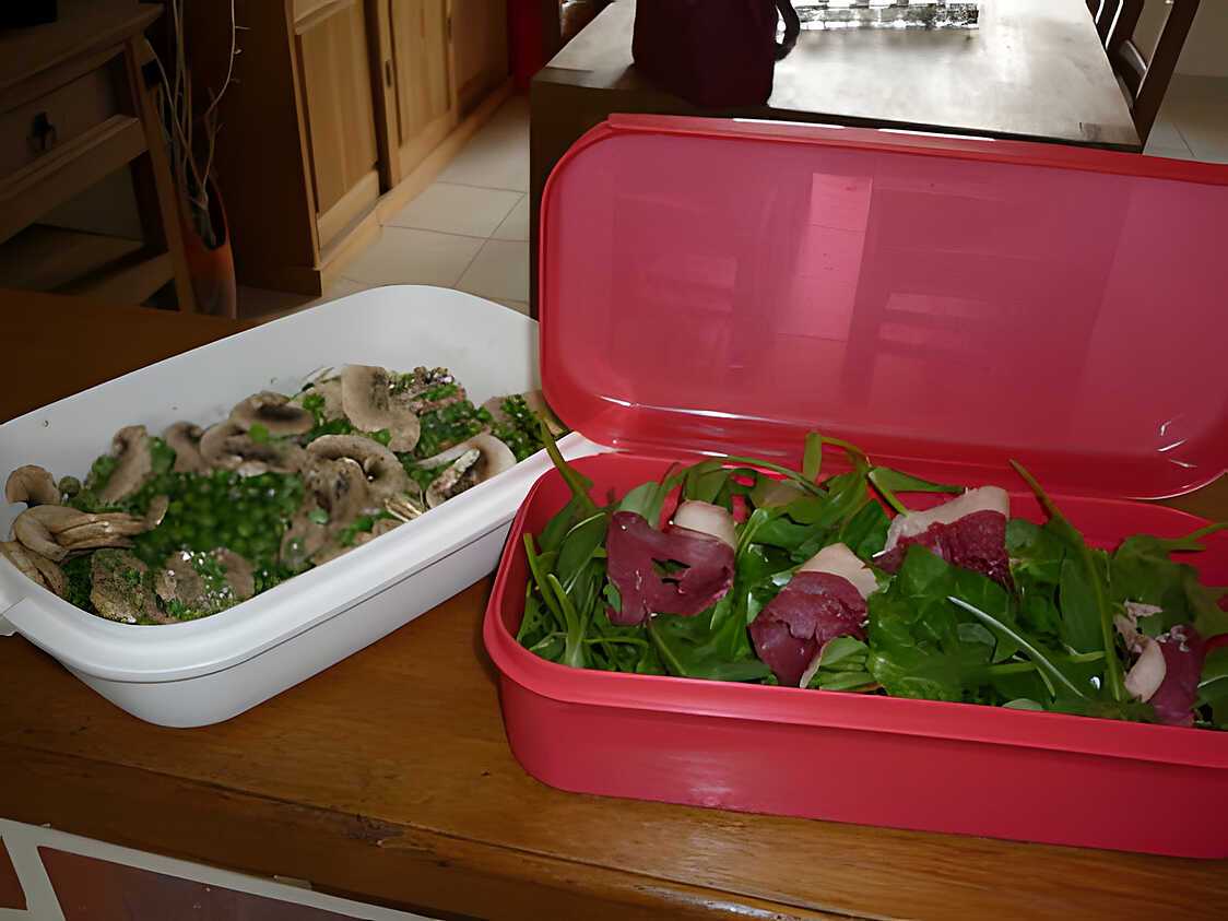 Recette de Mesclun aux champignons & petits pois