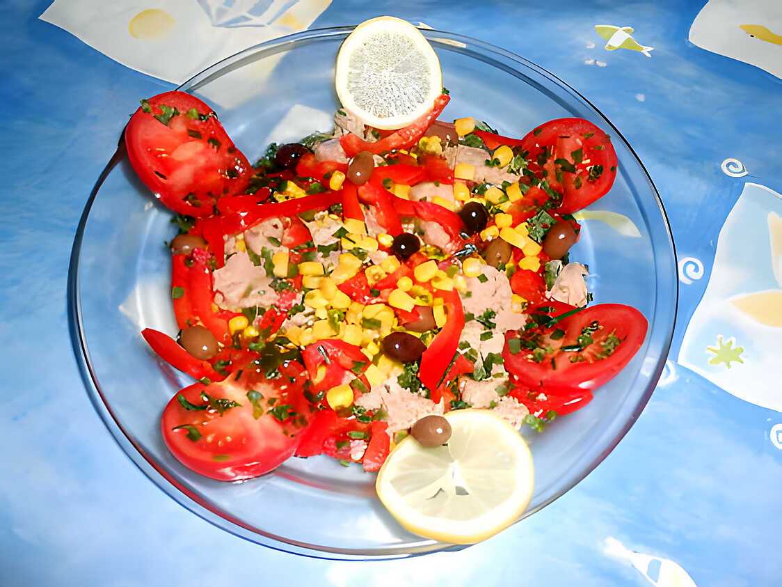 Recette de Salade thon,mais,poivron rouge