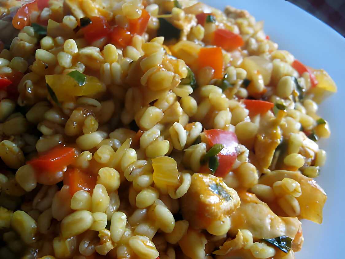 Recette de Blé Ebly au poulet et poivron rouge