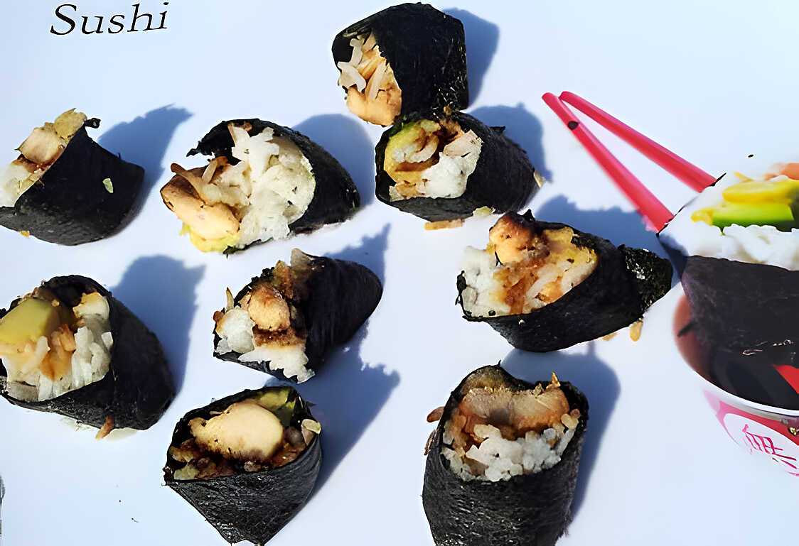 Recette de Sushi au poulet et avocat