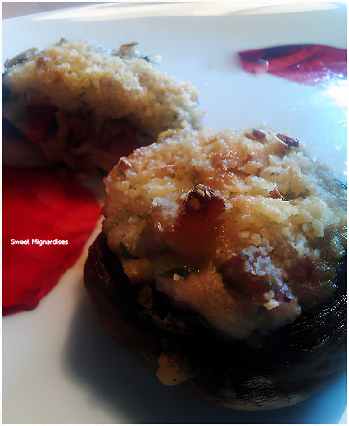 Recette de Champignons farçi aux lardons