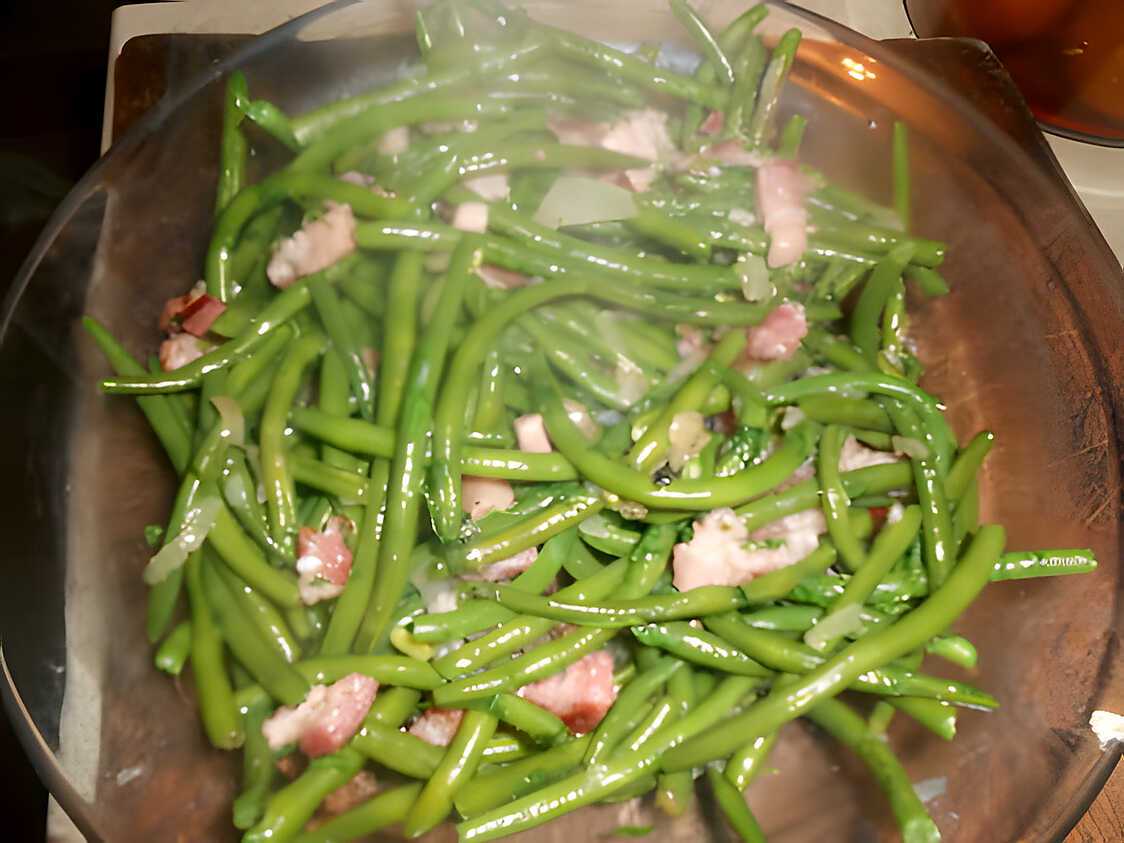 Recette de Haricots verts au lard