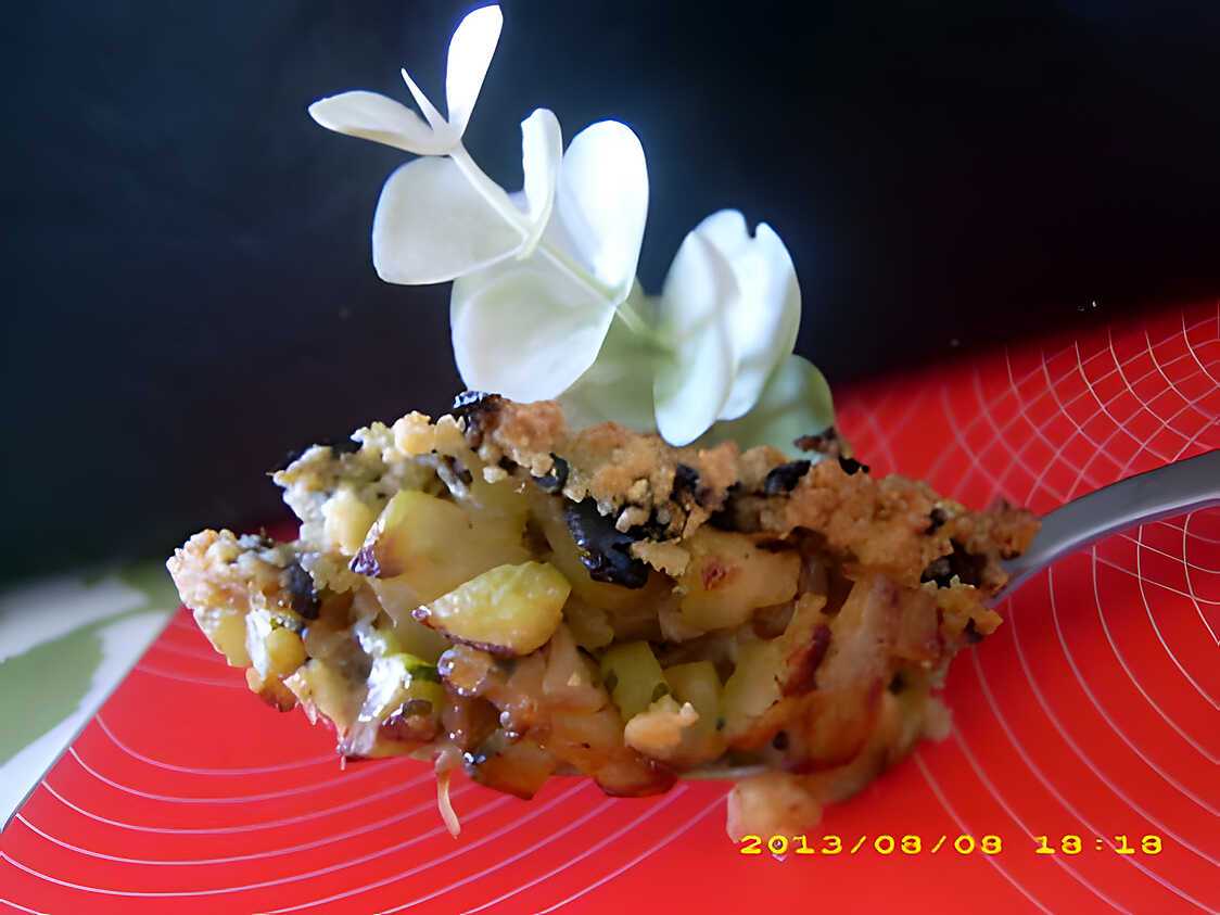 Recette de Courgettes poelées au crumble d'olives noires