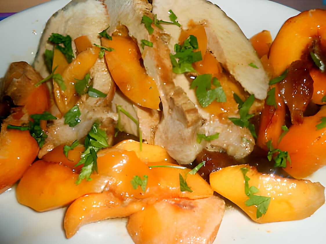 Recette de FILET D' PORC FARCI AUX NECTARINES ET PUITS D' PUREE