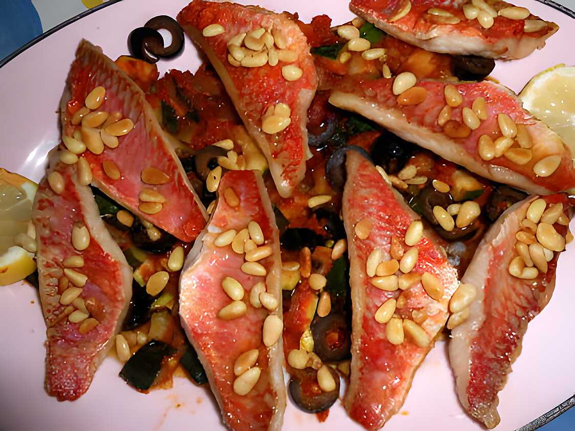 Recette de Filets de rougets aux pignons