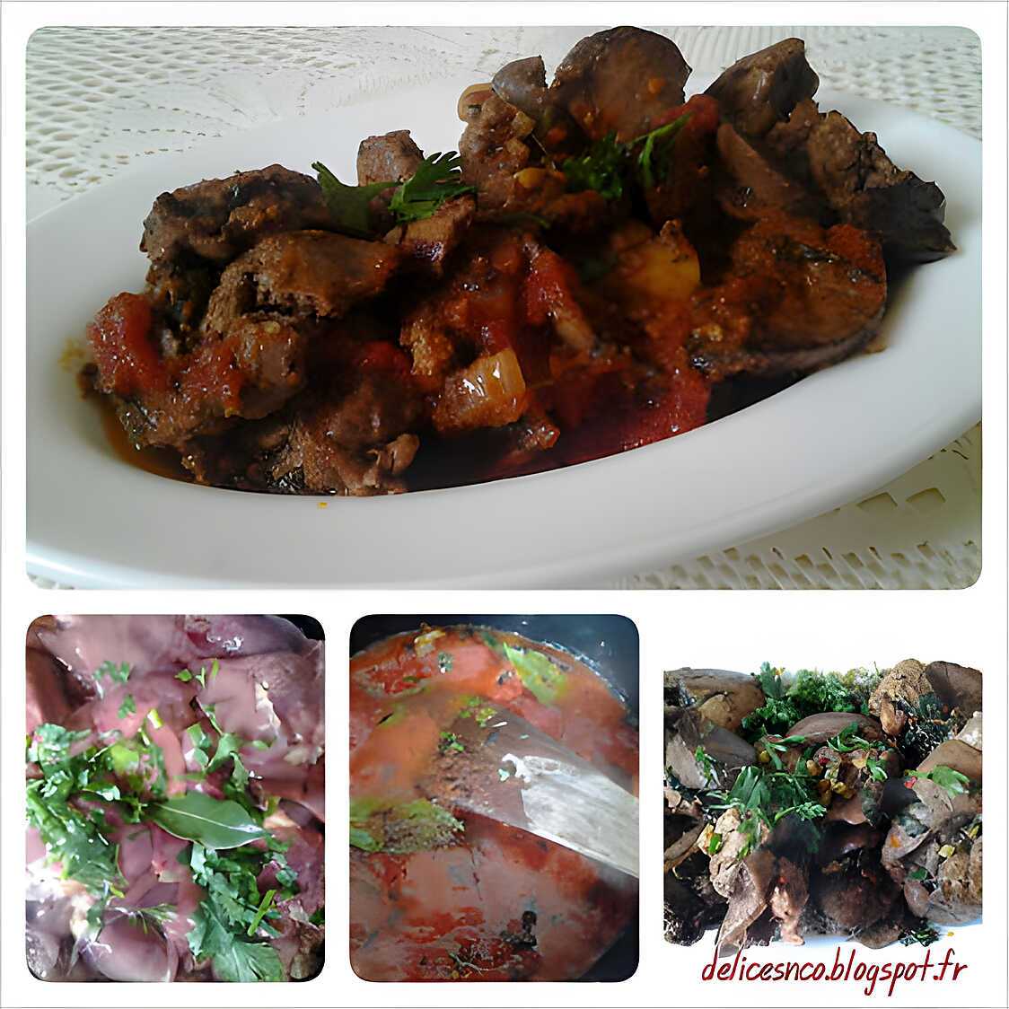 Recette de KEBDA DJAJ MCHERMLA - FOIE DE VOLAILLES EN SAUCE