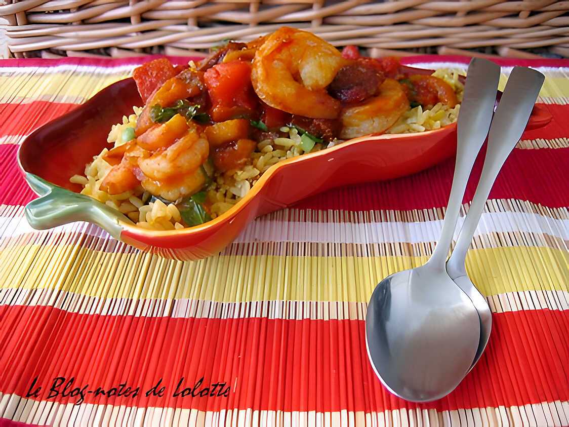 Recette de Ragoût de crevettes et chorizo et leur riz à la mexicaine