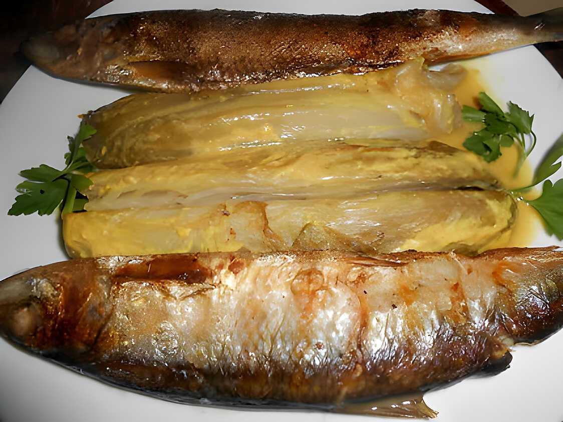 Recette de Hareng grillé aux endives moutardées
