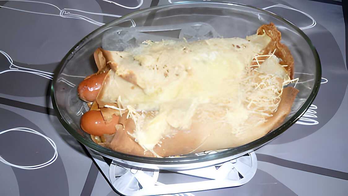 Recette de Crepes fourrées à la saucisse