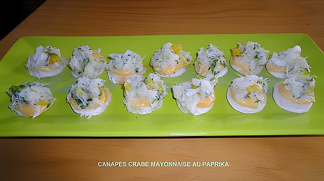 Recette de CANAPES CRABE MAYONNAISE AU PAPRIKA