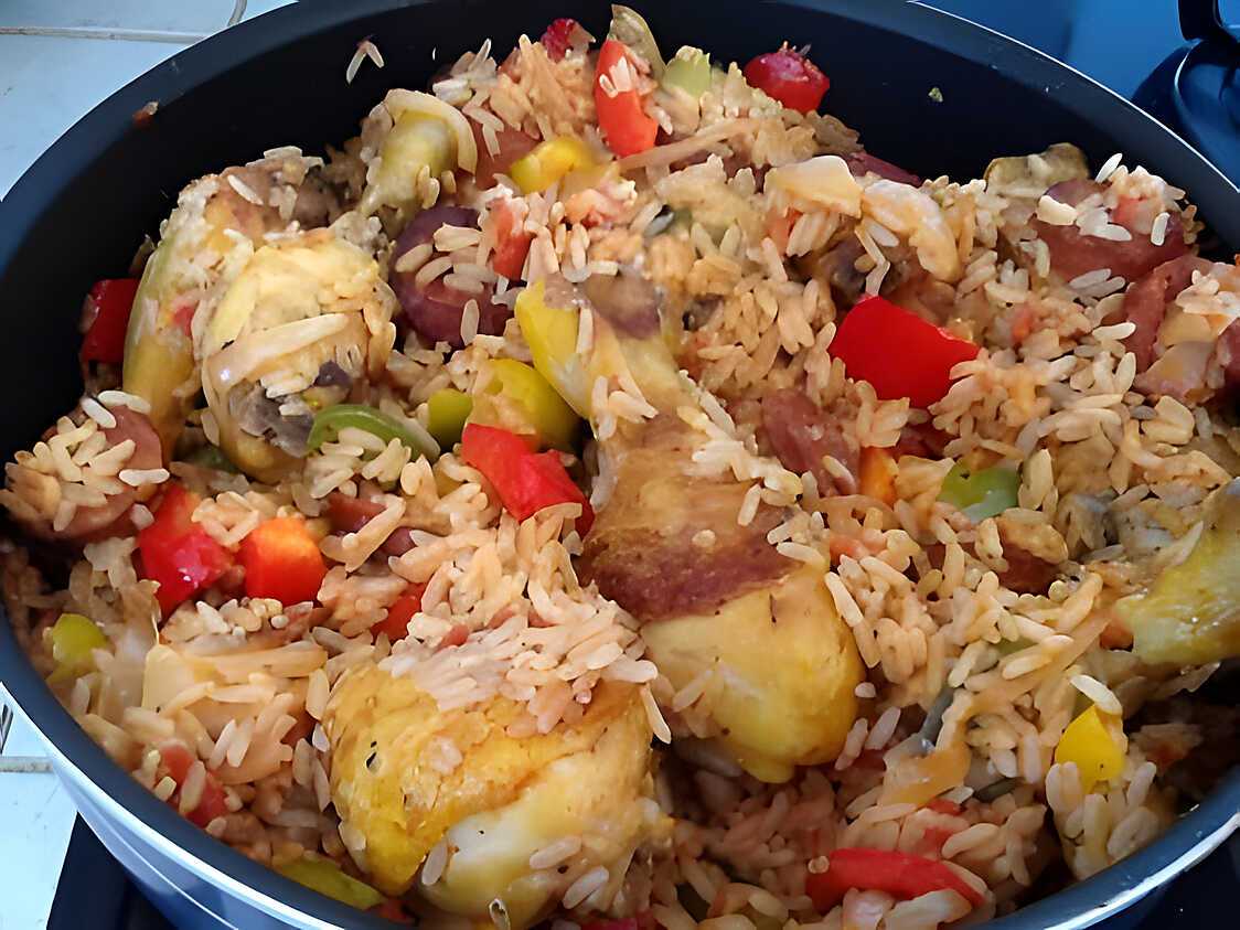 Recette de Riz au poulet et chorizo