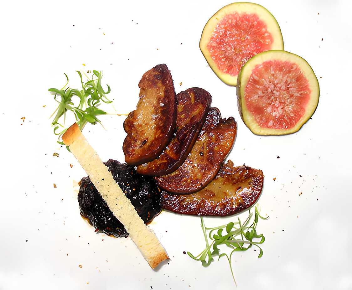 Recette de Foie gras poêlé et confiture de figues au vinaigre balsamique