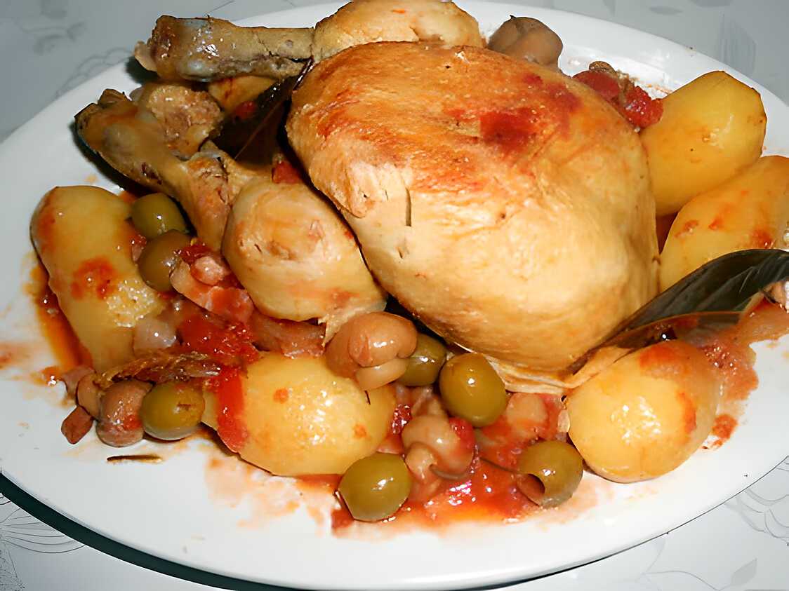 Recette de POULET AUX TOMATES ET AUX OLIVES