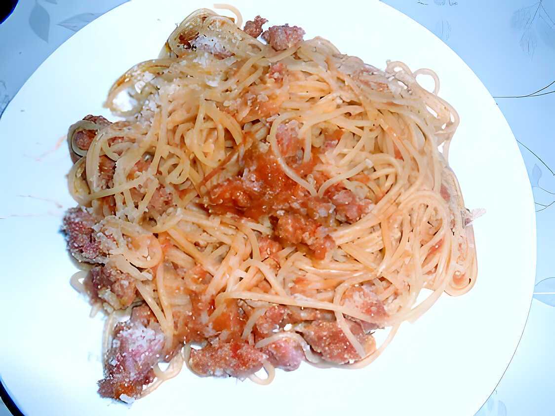 Recette de SPAGHETTI SUGO MAIALE VITELLO E ORIGAN