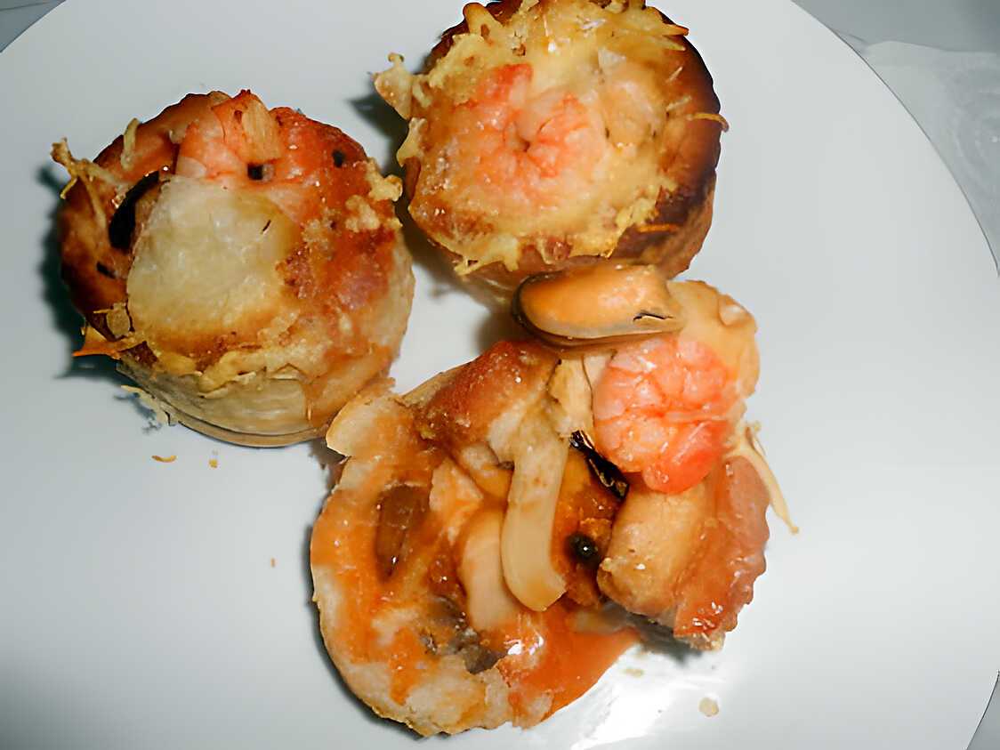 Recette de BOUCHEES DE FRUITS DE MER SAUCE CREVETTES