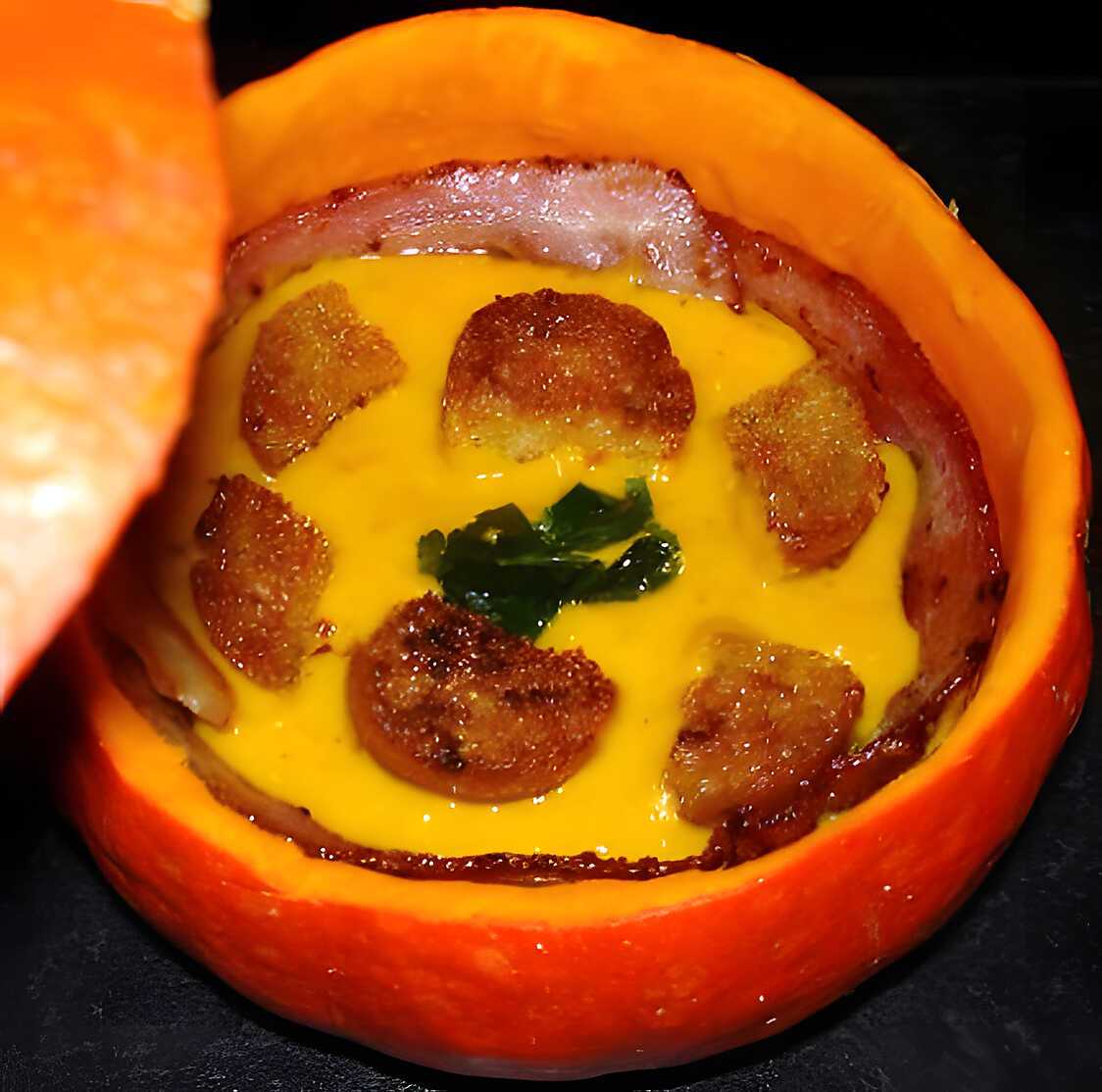 Recette de Velouté de potimarron au lard (ou Mozzarella)