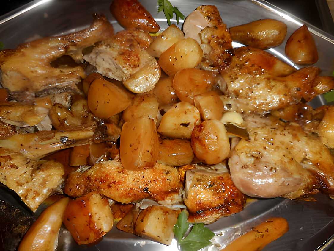 Recette de Canette roti aux navets et topinambour