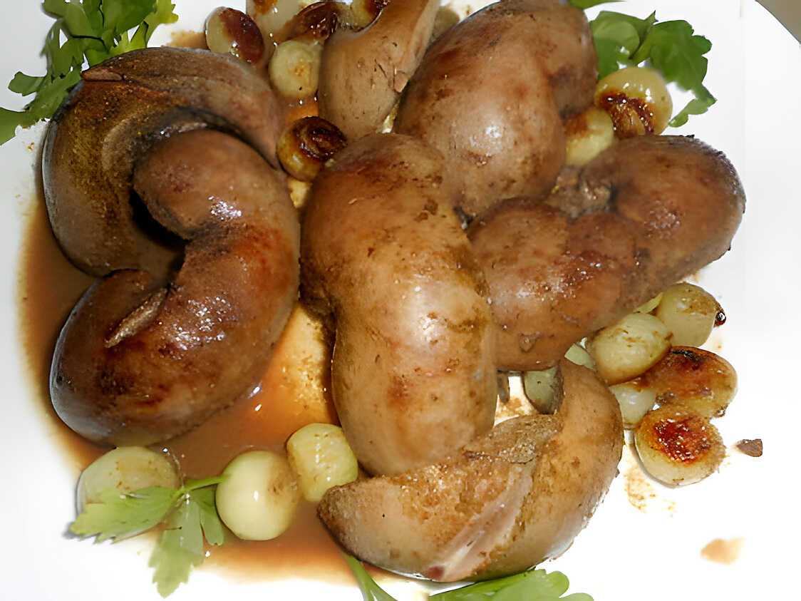 Recette de Rognon de porc aux petits oignons