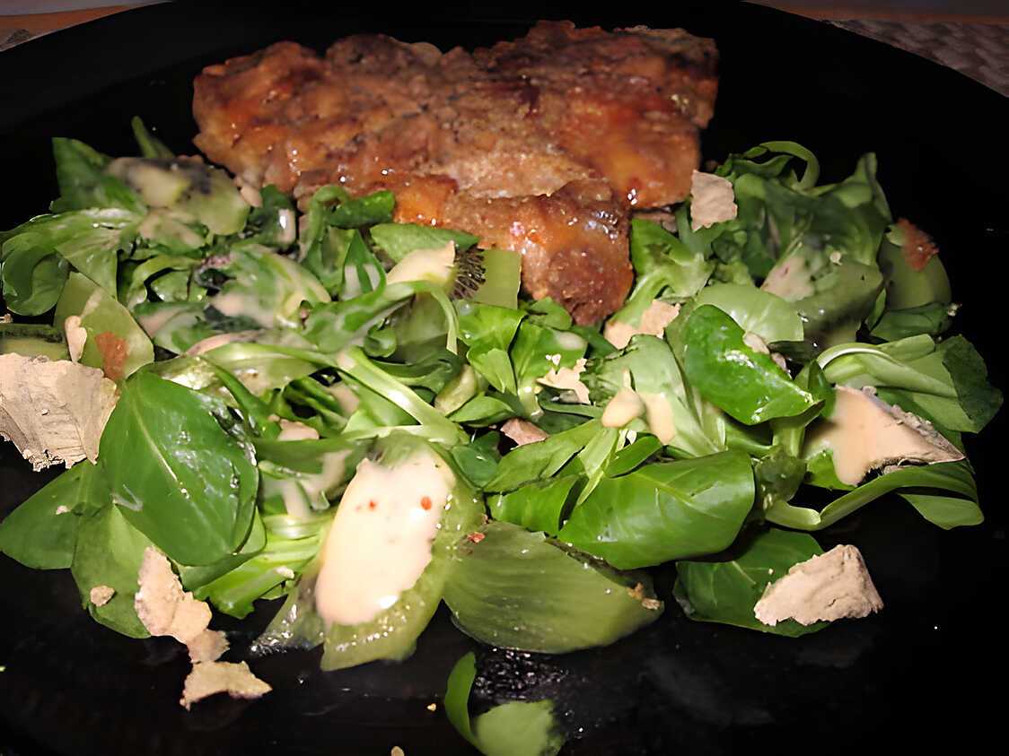 Recette d'Assiette flan thon mache kiwi reste foie gras