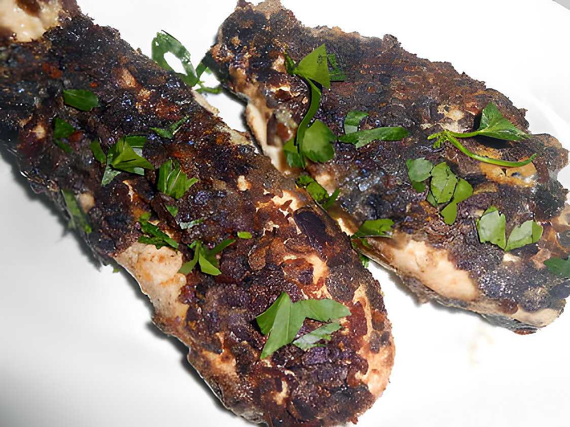 Recette de BLANCS DE POULET PANES (chips vitelotte)