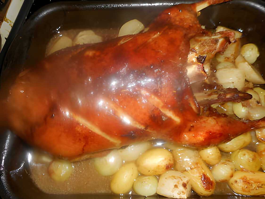 Recette de Canard roti aux navets et petits oignons
