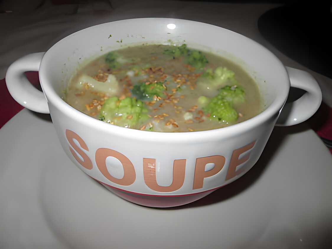 Recette de Potage brocoli, chou fleur, champignons