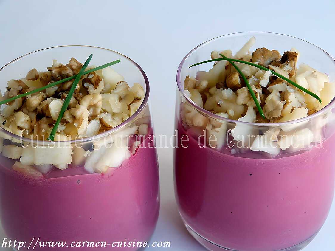 Recette de Verrine de betterave, pomme et noix