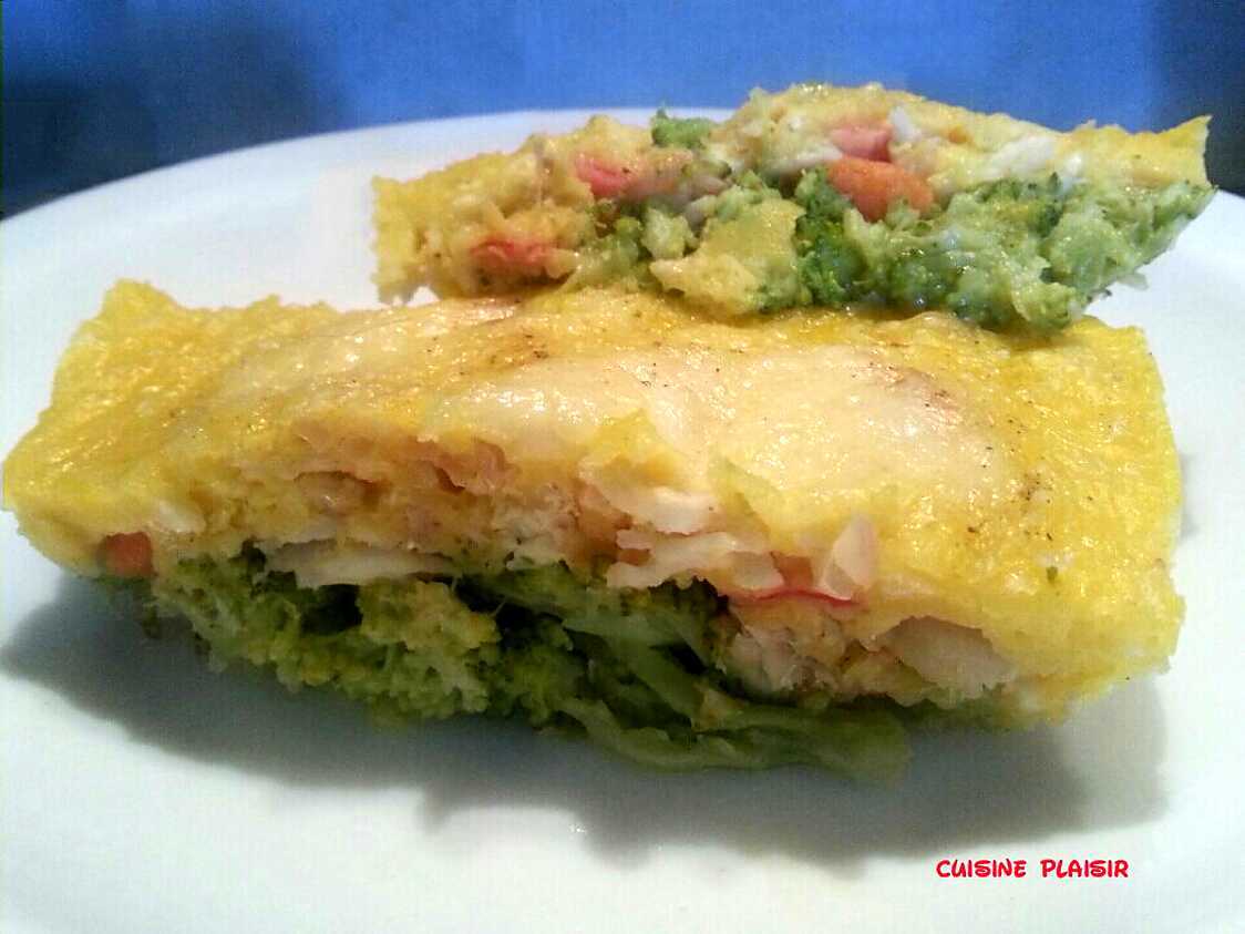 Recette de Clafoutis aux poissons, crevettes et brocoli