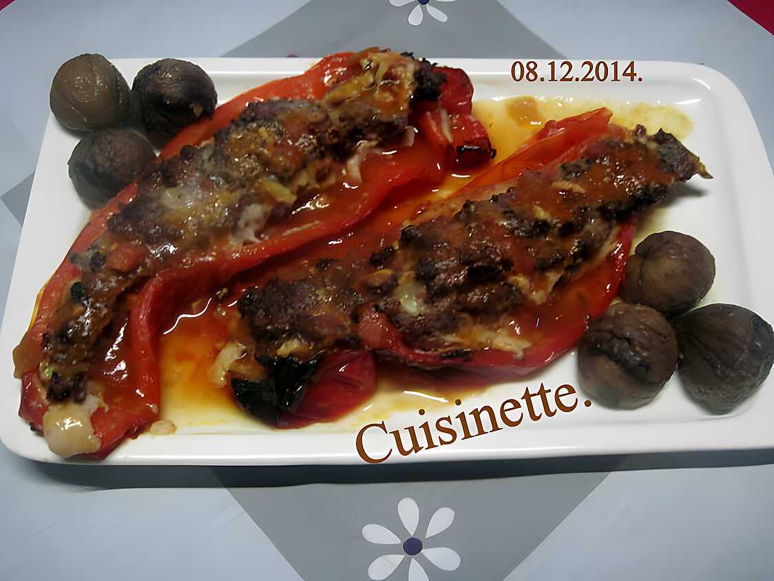 Recette de Poivrons rouges cornés farcis.