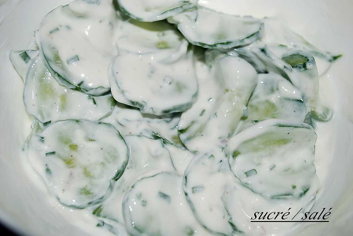 Recette de Concombres au fromage blanc