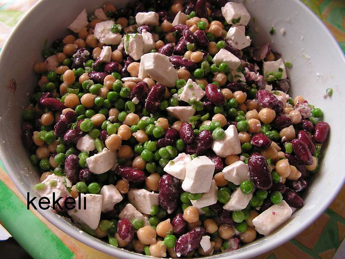 Recette de Salade aux haricots et petits pois
