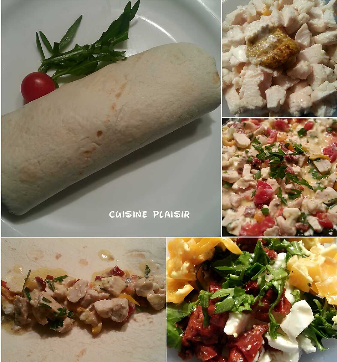 Recette de Wraps de dinde (poulet) sauce moutarde, tomates séchées et feta
