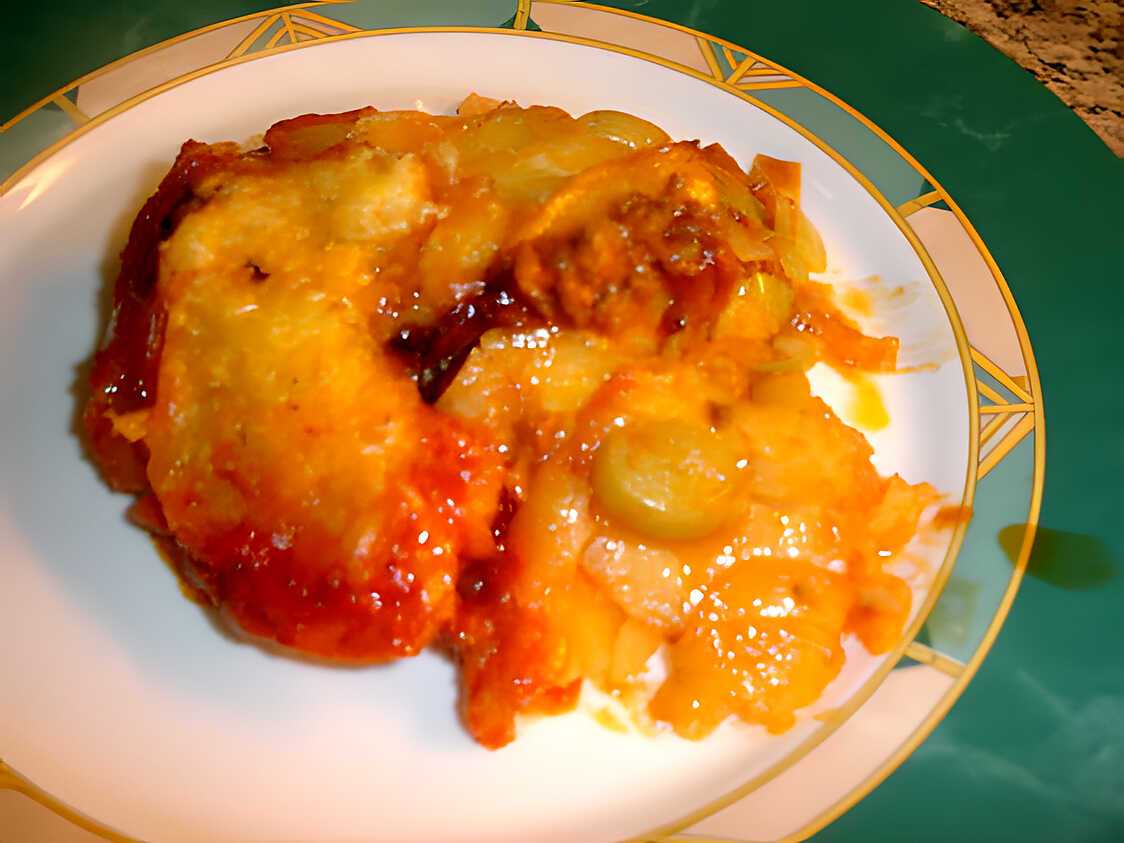 Recette de Savoureux gratin avec sa viande ses poireaux et ses pomme de ...