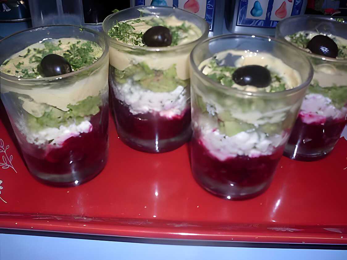 Recette de Verrines de betterave rouge et avocat.