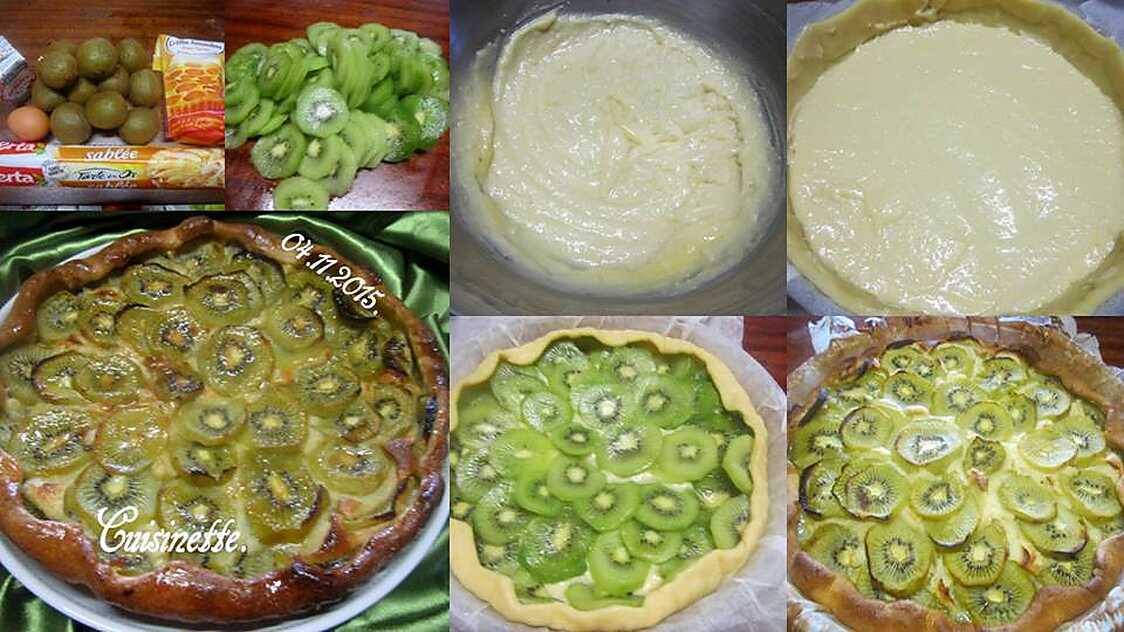 Recette de Tarte aux kiwis sur une crème amandine.