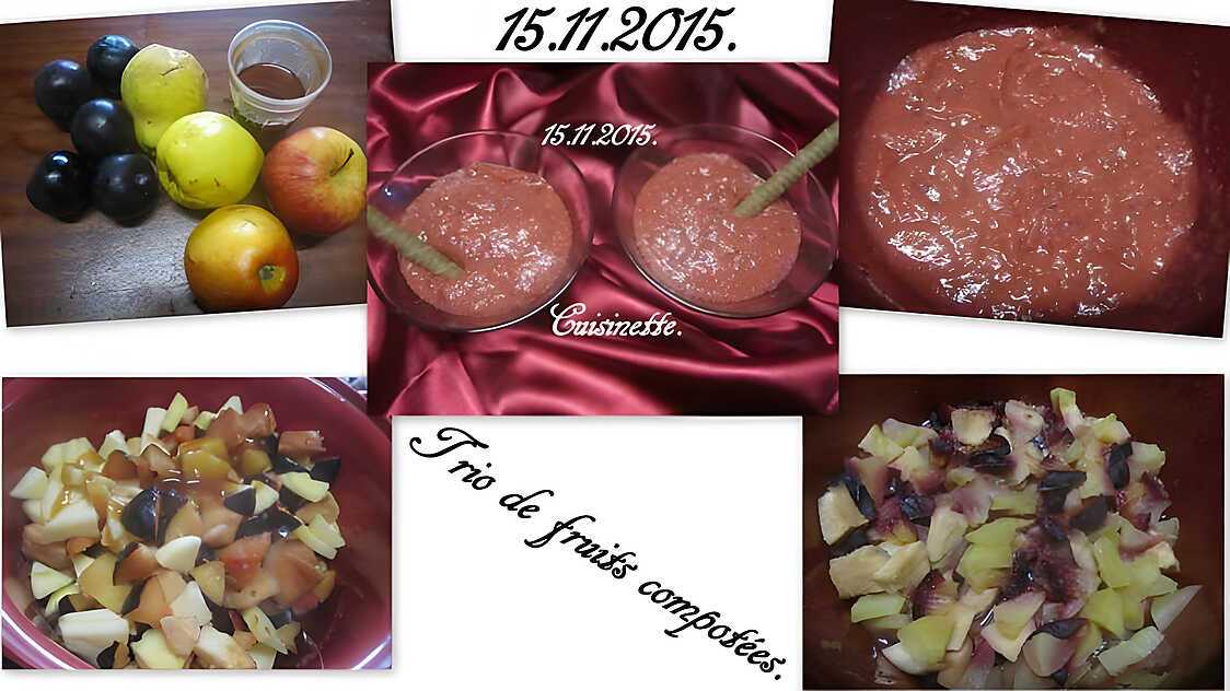 Recette de Trio de fruits compotées au micro-ondes.