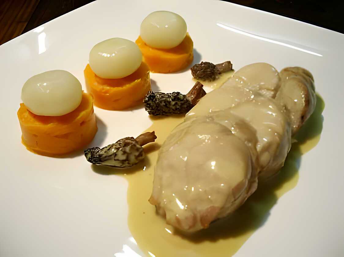 Recette de Ris de veau braisés aux morilles et porto, écrasée de patate ...