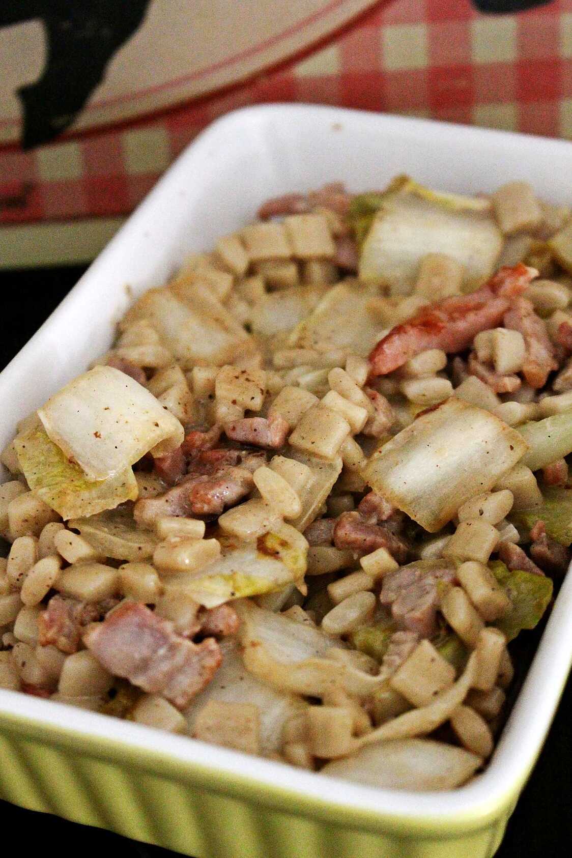 Recette de Crozets Endive et Munster