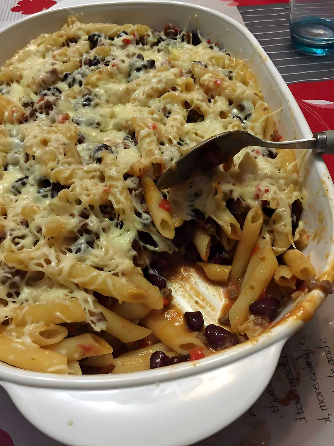 Recette de Gratin de penne au chili con carne