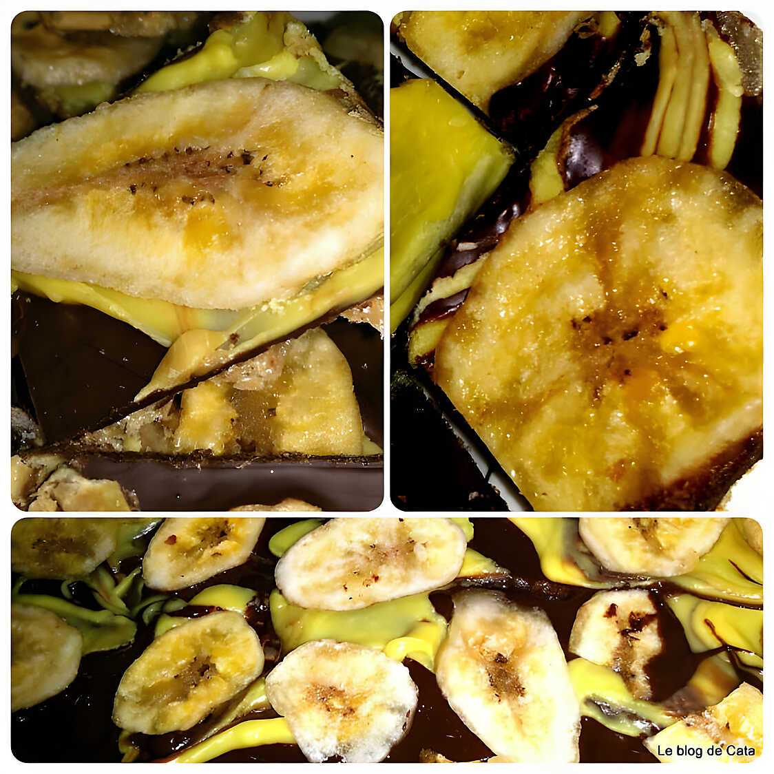 Recette de Banana candy bark / Friandises au chocolat et à la banane