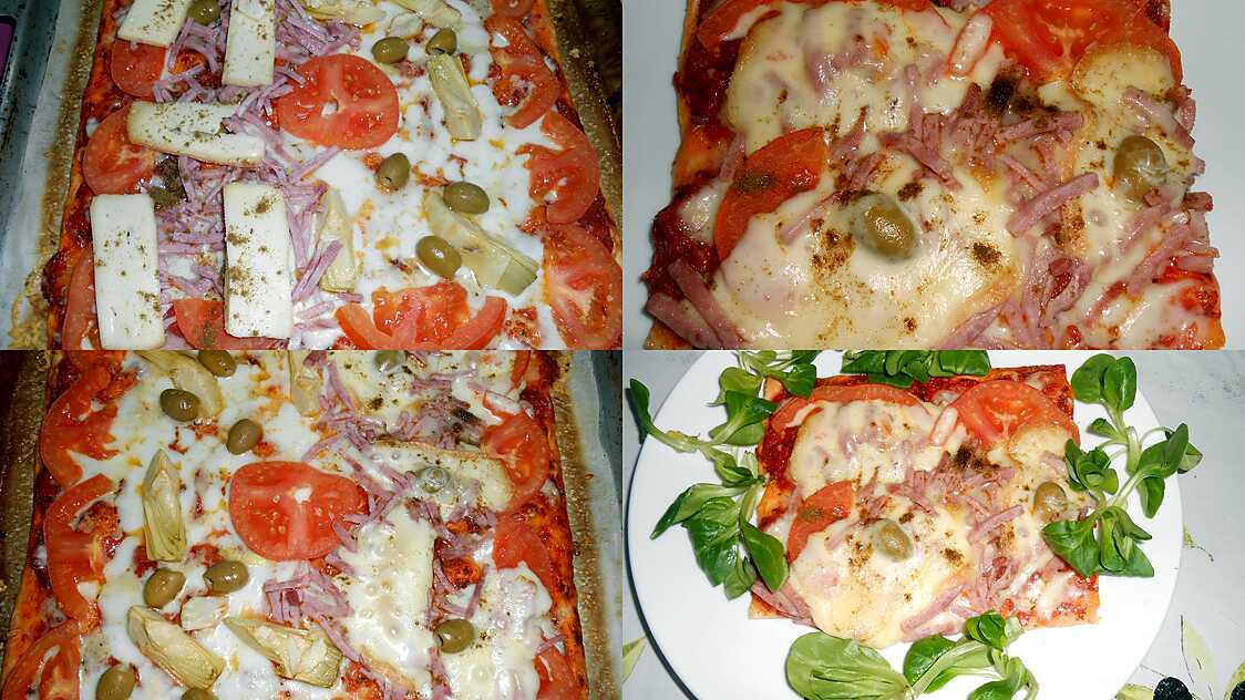 Recette de PIZZA DUO TOMATE ARTICHAUT/JAMBON MUNSTER