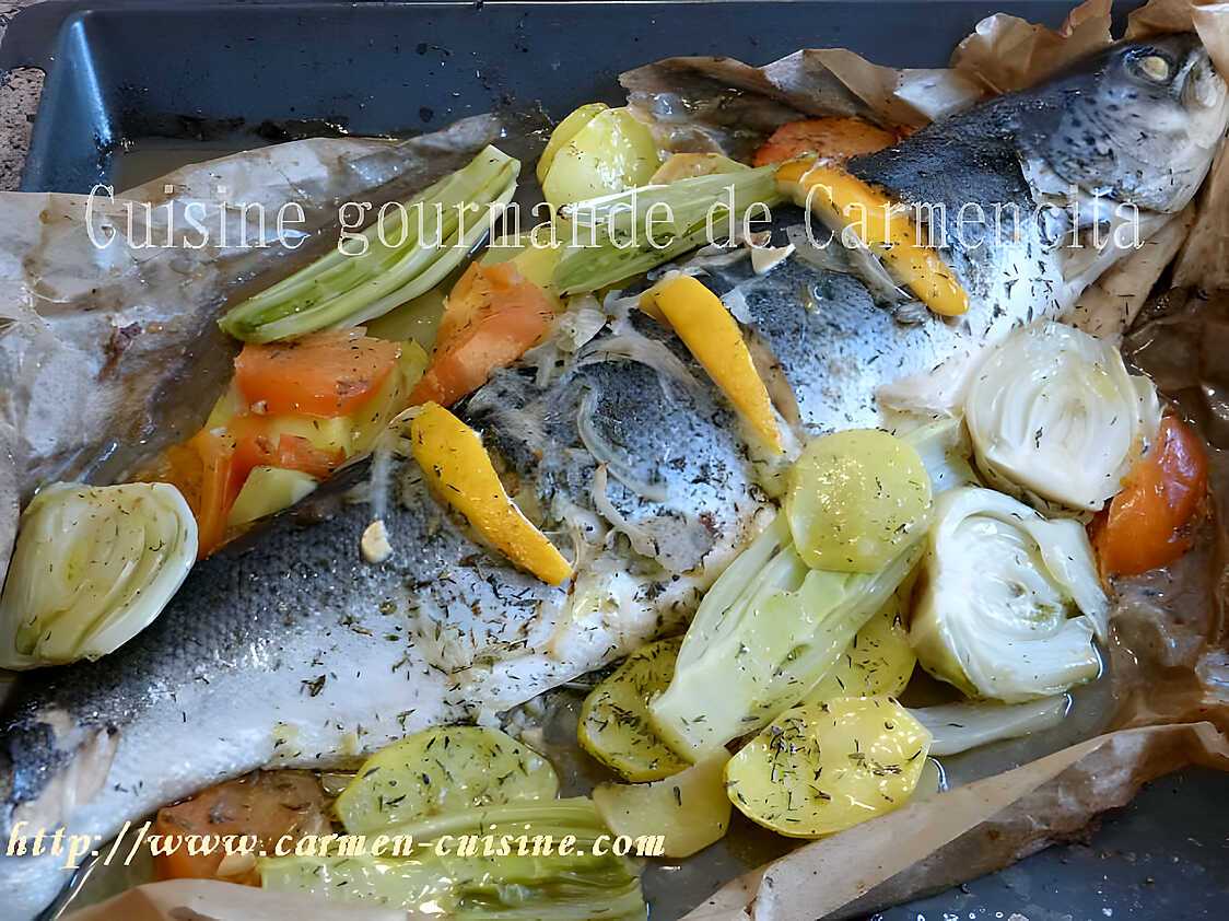 Recette de Saumon entier cuit en papillote