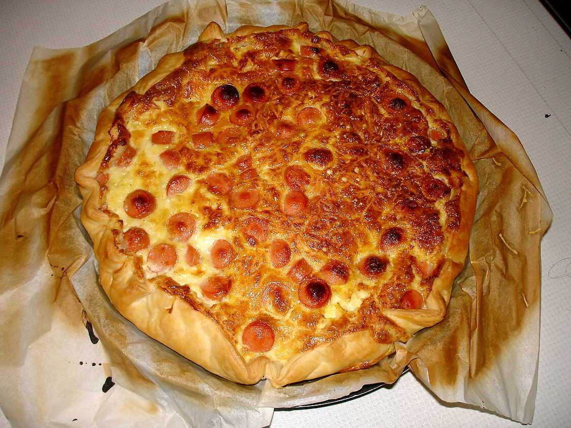 Recette de Quiche aux knackis et au comté