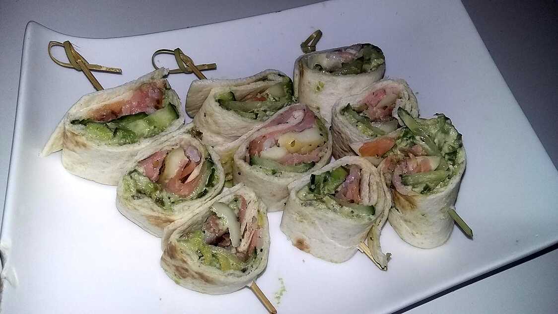 Recette de Brochettes de wraps roulés