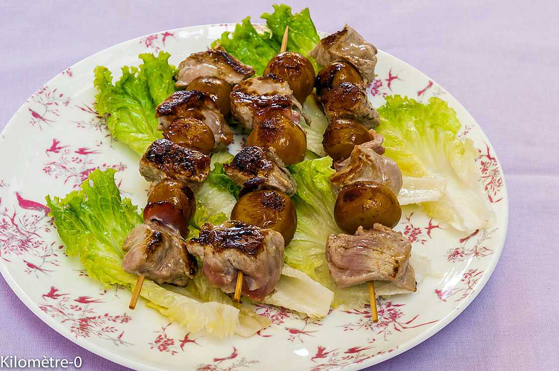 Recette de Brochettes de filet de porc aux mirabelles