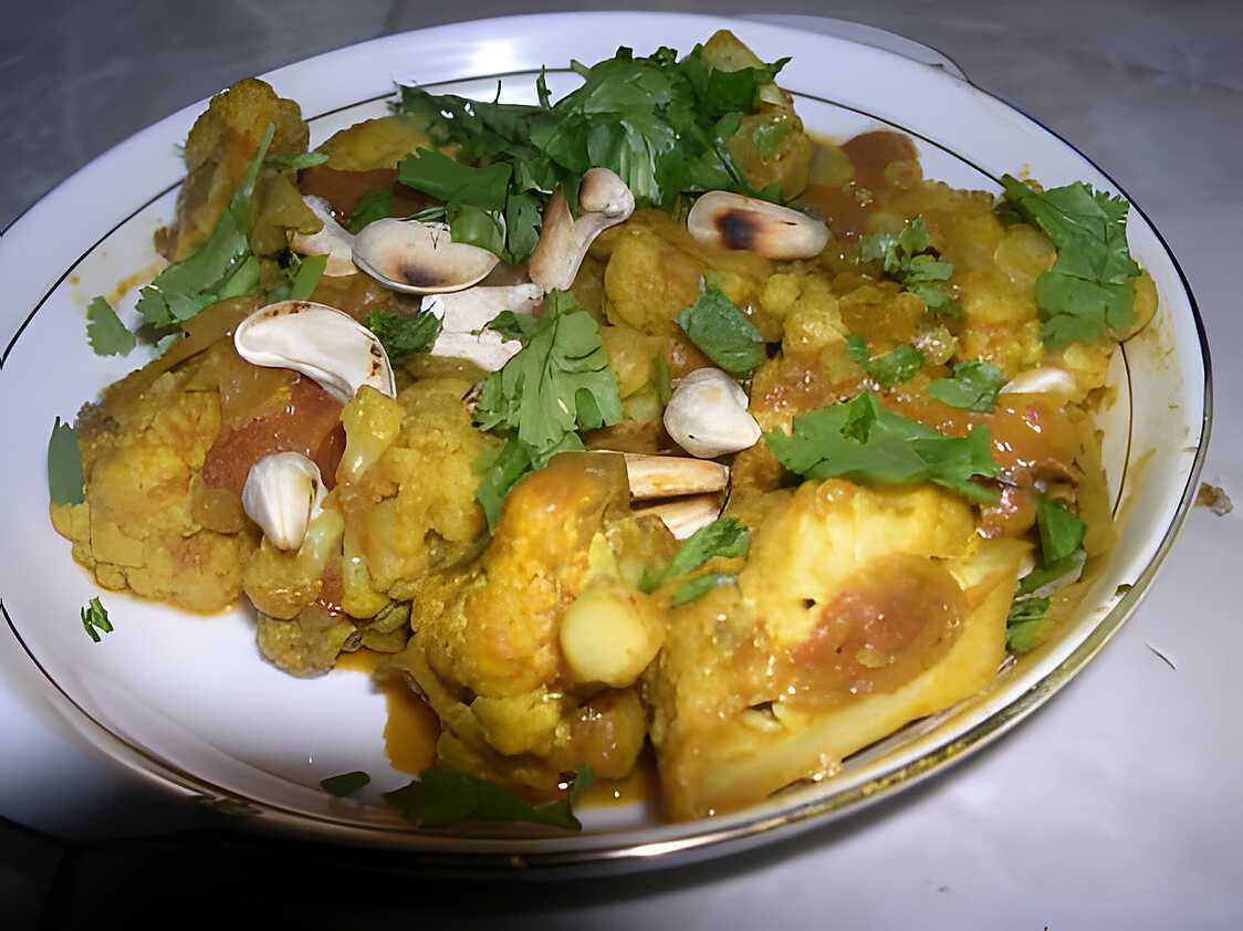 Recette de Chou-fleur aux noix de cajou (plat indien)