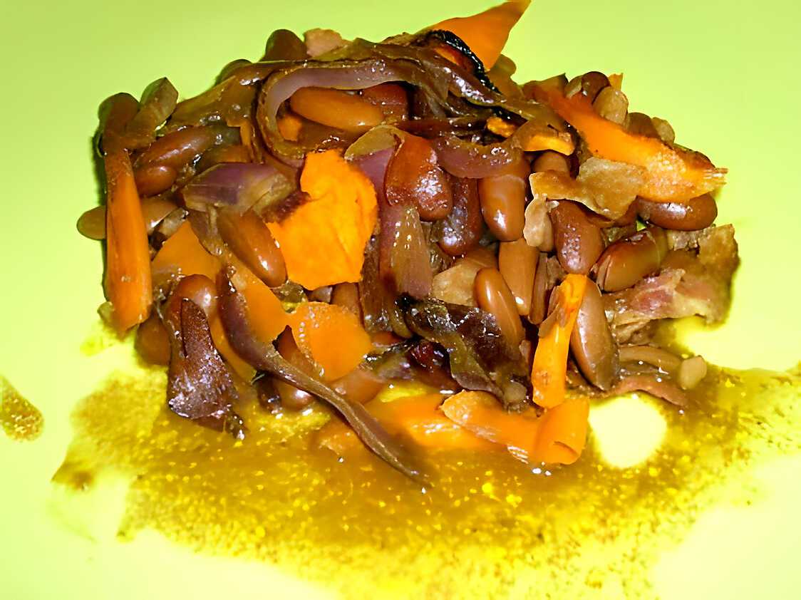 Recette de HARICOTS ROUGES AUX LARDONS ET OIGNONS