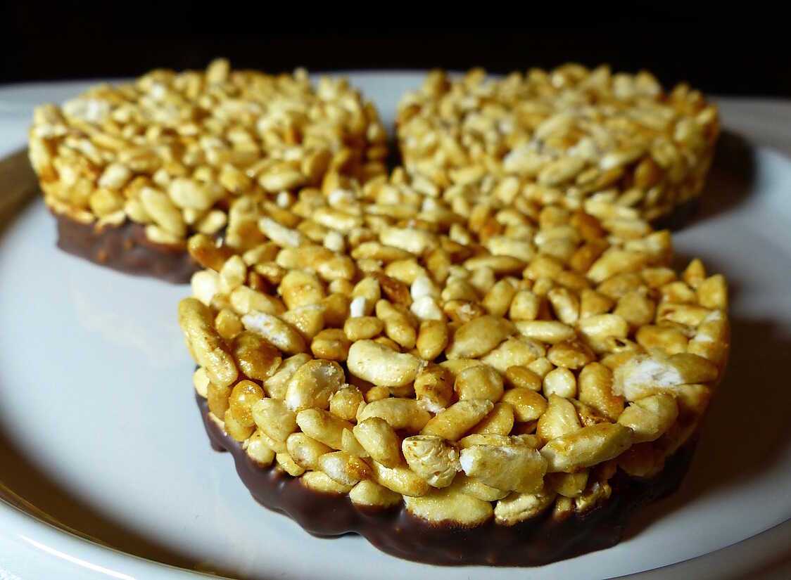 Recette de Galettes de riz soufflé caramélisées au chocolat