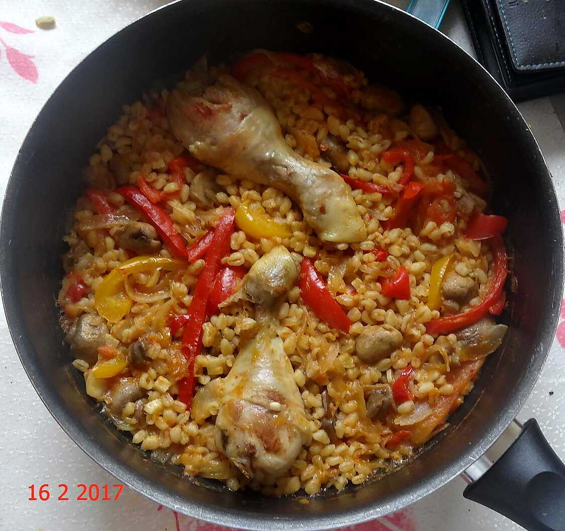 Recette de Blé au poulet (à la façon d'un risotto )